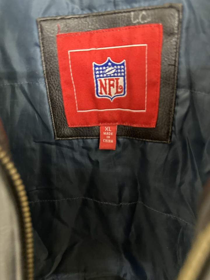 Vintage NFL Denver Broncos Faux Leather Jacket Varsity Bomber Size XL ...