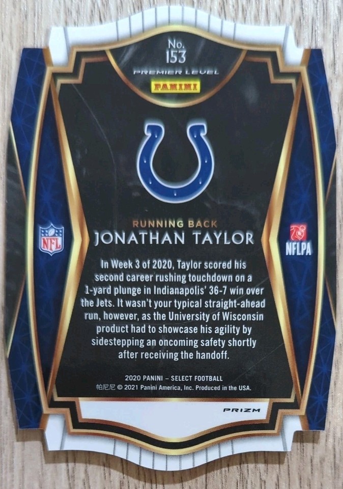 2020 Panini Select - Premier Level Jonathan Taylor #153 Red Prizm Die ...