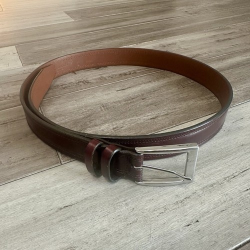Allen Edmonds Leather Belt Silver Tone Buckle Mens Size 34 Oxblood Made ...