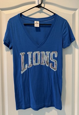Women’s Victorias Secret Pink Detroit Lions Blue V Neck T Shirt Small ...