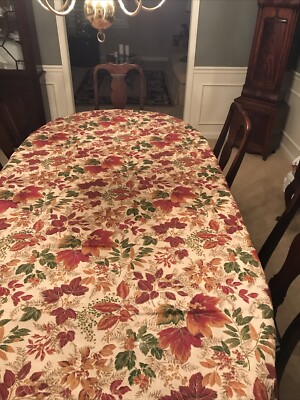 Home Fashions Fall Printed Tablecloth 82 X 60 Oblong Leaves, Never Used ...