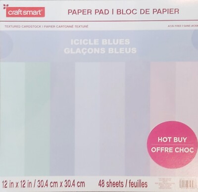 Craft Smart Paper Pad, 12 x 12" Icicle Blues, Textured Cardstock 48 ...