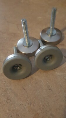 Set Of 4 Chrome & Rubber Base Adjustable Feet Legs Office Furniture ...