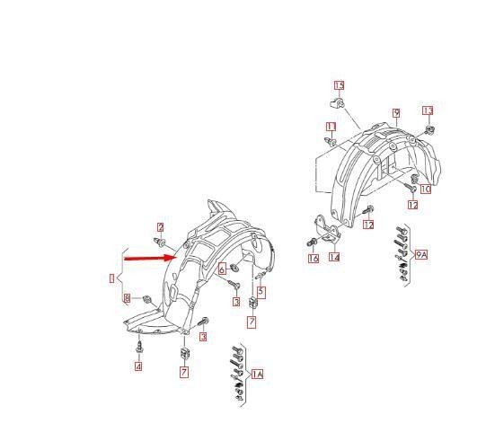 Audi A3 8PA Front Left Side Fender Liner Splash Shield Genuine ...
