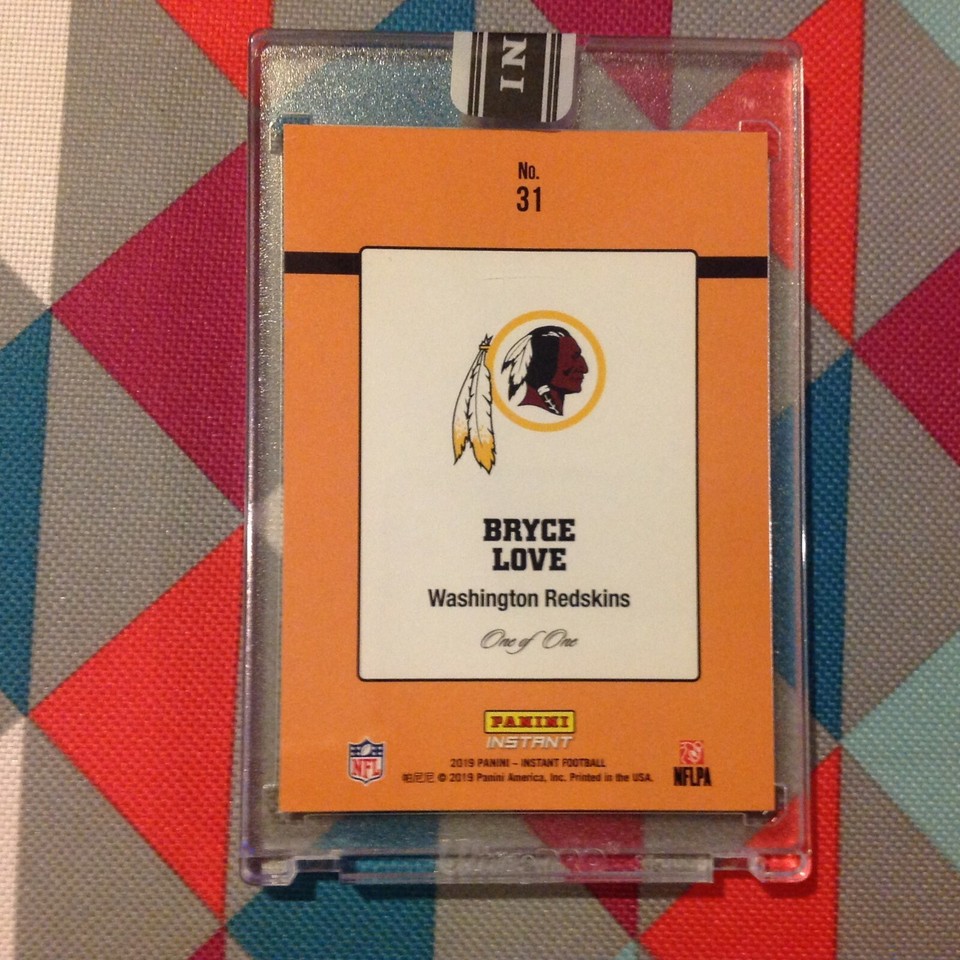 #31 Bryce Love Redskins RC 1/1 made RATED Rookie RETRO 2019 Panini ...