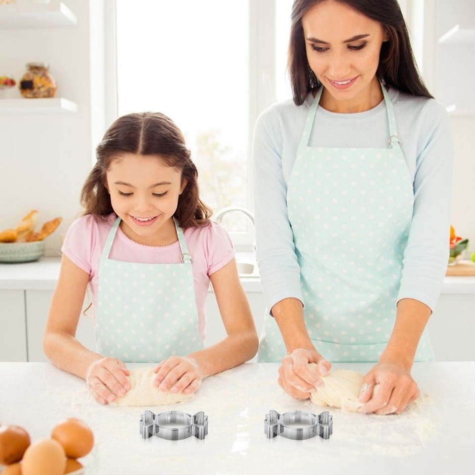 2Pcs Stainless Steel Biscuit Cutters for Baking Silver Cookie Dough ...