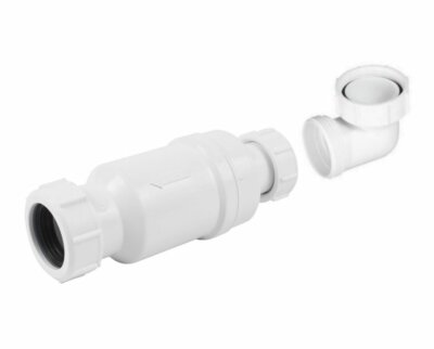 McALPINE Waterless Self Sealing Waste Trap 40mm MACVALVE-2 & T4U Bend ...