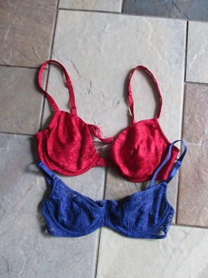Lot of 2 Victoria’s Secret Bras ~Underwire, Blue Lace & Red Padded, 34B ...