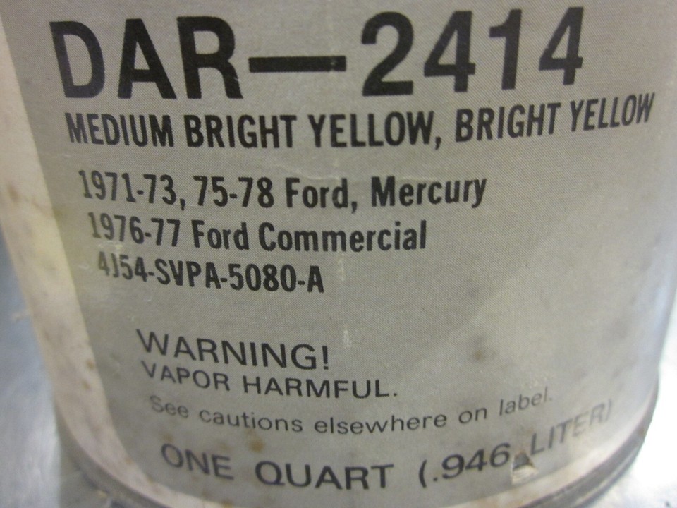 1 Quart PPG Ditzler Delstar Acrylic Enamel DAR-2414 Yellow Paint Ford ...