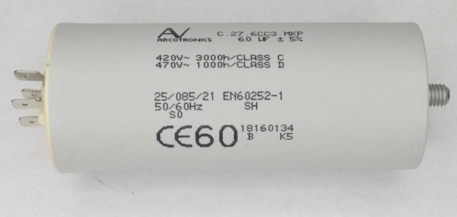Arcotronics KEMET C.27.6cc3 60uf 420v 470v AC Motor Run Capacitor 60 ...
