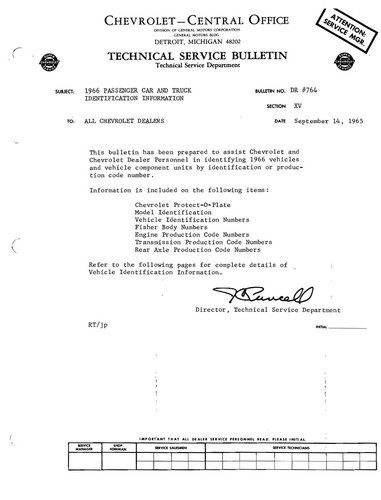 Dealer Decoder 1966 Chevy II Corvette Nova Impala BelAir Biscayne Truck ...