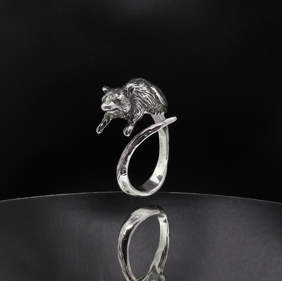 Rat Mouse Ring, Sterling Silver Ring, Adjustable Ring, Animal Jewelry ...