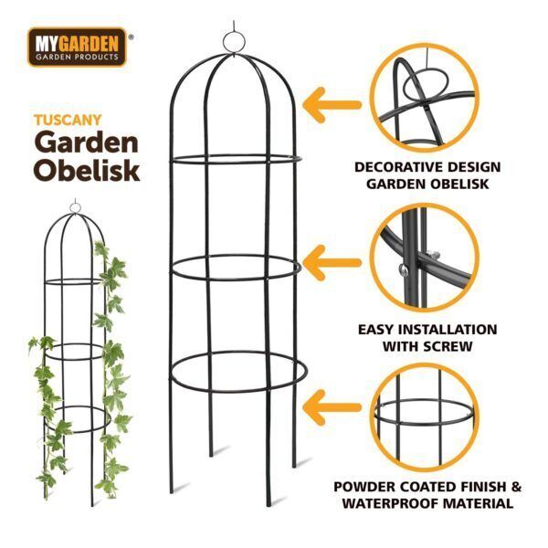 🔥1.9M Plant Support Garden Obelisk Climbing Twisting Frame Metal Stand ...