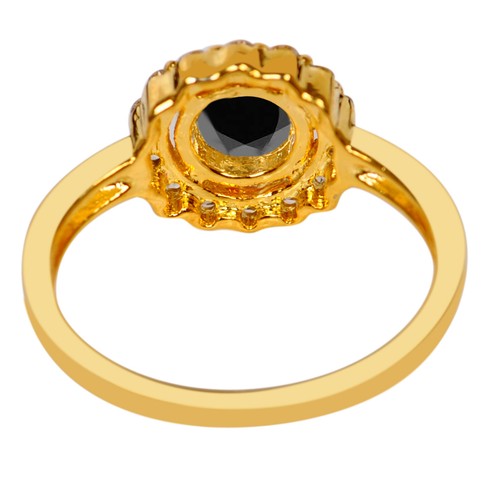 1.70Ct 100% Natural Jet Black Diamond & White Accents Ring In 14KT ...