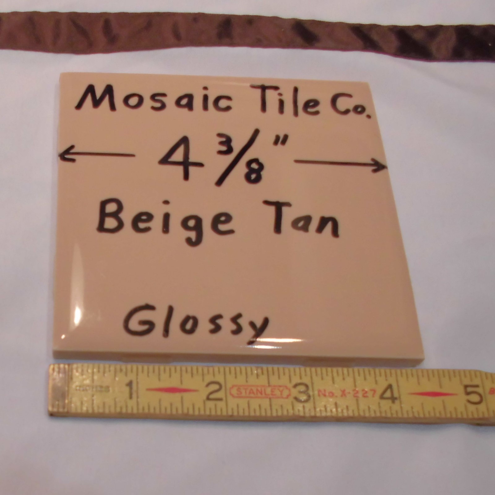 1 pc. Vintage *Beige-Tan-Brown* 4-3/8" Glossy Ceramic Tiles by Mosaic ...