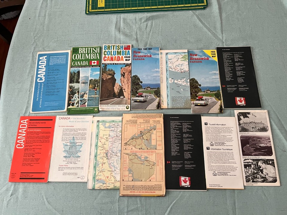 14 Vintage Paper Fold Out Road/Highway/City Maps 1960s BC Ontario ...