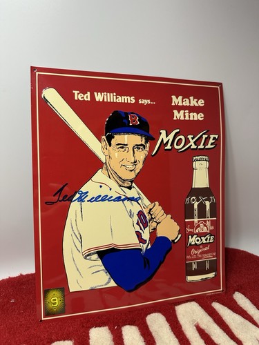 Ted Williams Autographed 11x13" Moxie Metal Sign Red Sox | eBay