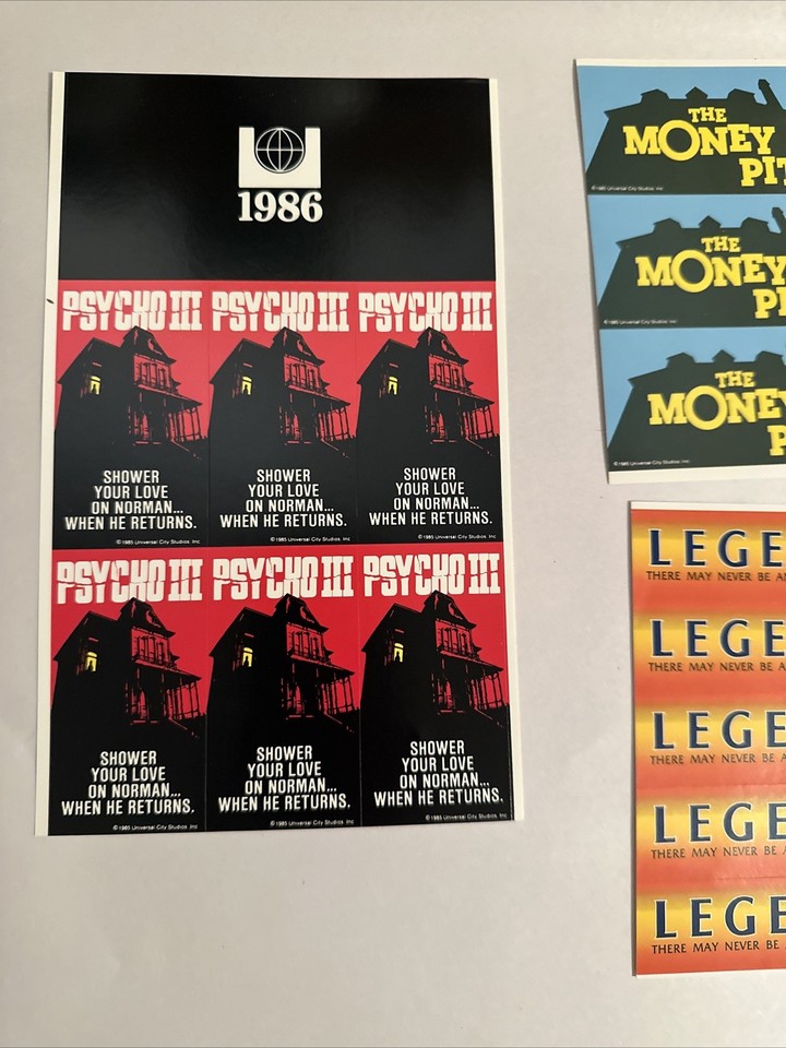1986 Universal Movie Stickers Set Howard The Duck Legend Money Pit ...