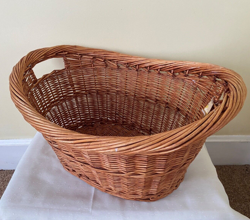 23" Large Basket Woven Wicker Handles Farmhouse Home Decor Vintage | eBay
