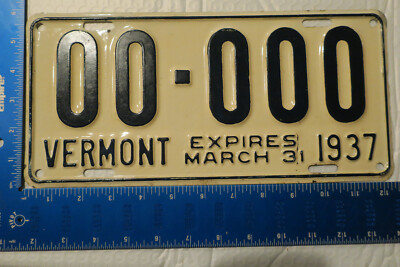 1936 36 1937 37 VERMONT VT LICENSE PLATE TAG SAMPLE 00-000 (KC2) | eBay