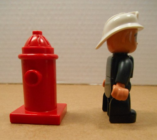 Duplo Lego Firefighter with White Helmet and Fire Hydrant Figure Only ...