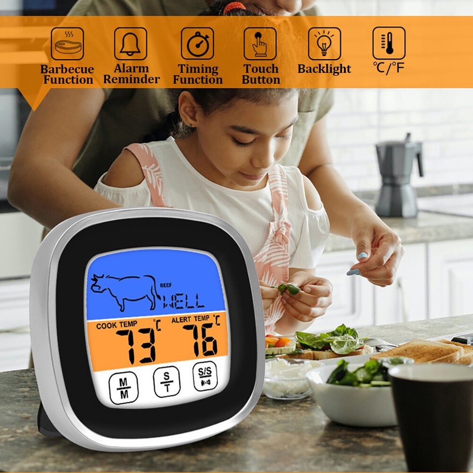 Remote Read LCD Digital Food Thermometer Meat Probe Kitchen Cooking BBQ ...