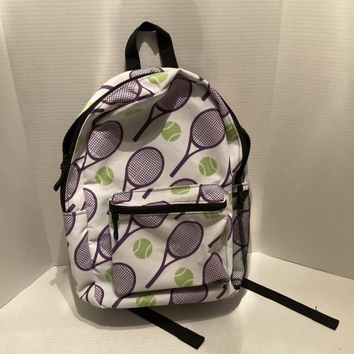 Backpack Purple Tennis Rackets Green Tennis Balls Black Trim Outer ...