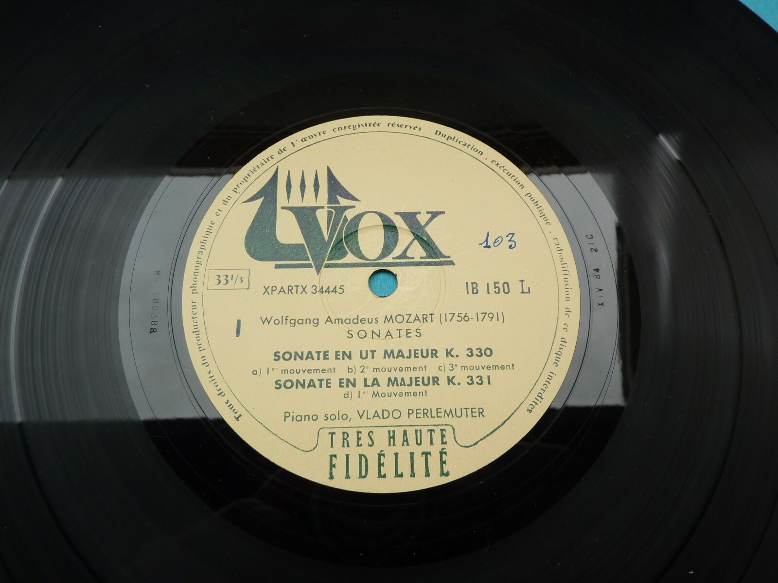 LP Mozart - Vlado Perlemuter ‎– Sonates - VOX - IB 150 - K330 - K332 ...