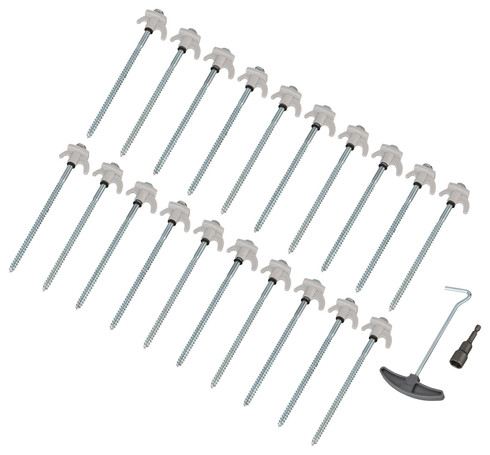 20 Schraubheringe mit Transportbox und Bit Stahl Heringe Erdnägel ...