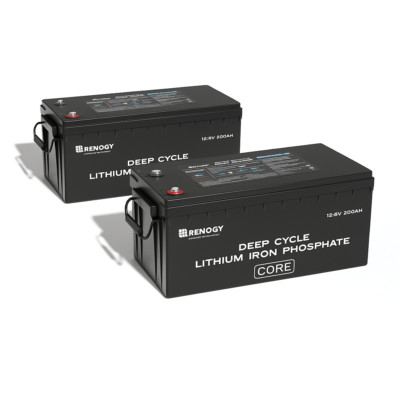 2x Renogy 12V/24V/48V 200Ah Core Lithium Iron Phosphate Batteries 2 ...