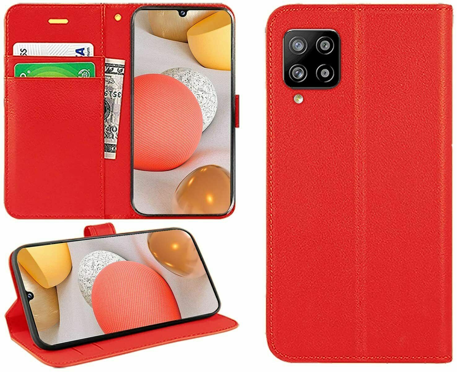 Galaxy A12 Phone Case Leather Wallet Flip Folio Stand View Cover for ...