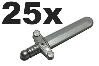 NEW LEGO - Weapon - sword - Short Elaborate Hilt Flat Silver x 25 ...