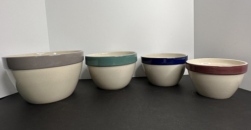 Over and Back Vintage Hand Painted Ceramic 4 Piece Nesting Style Mixing ...