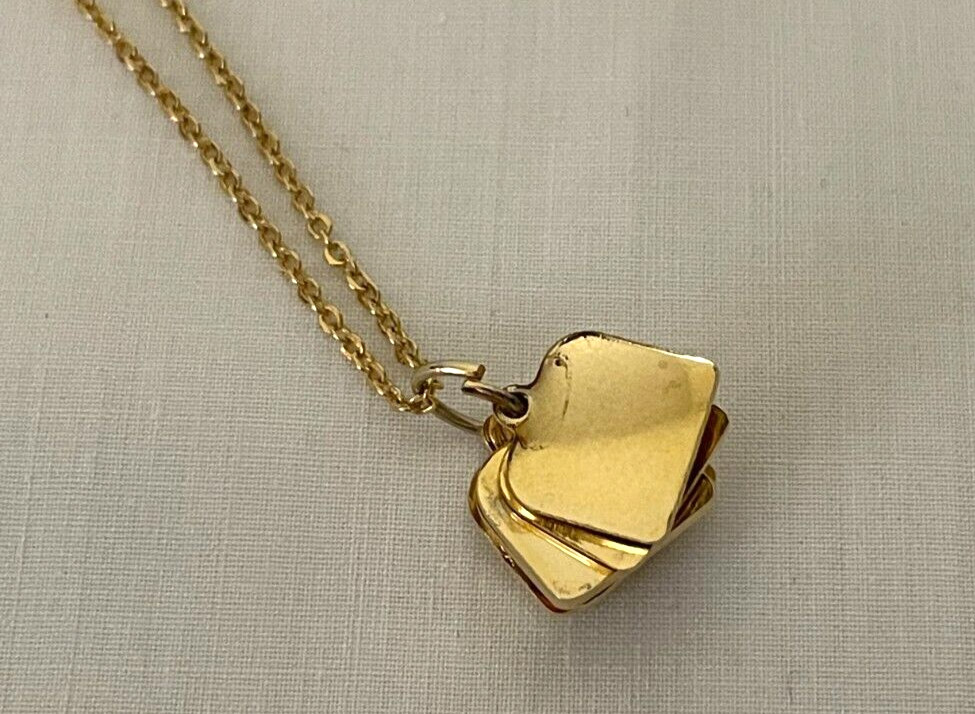 Vintage Ten Commandments pendant Necklace gold tone - Gem