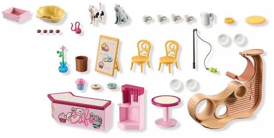 Playmobil My Life Set 71744 Cafeteria Shop with Visitors and Cats NEW ...