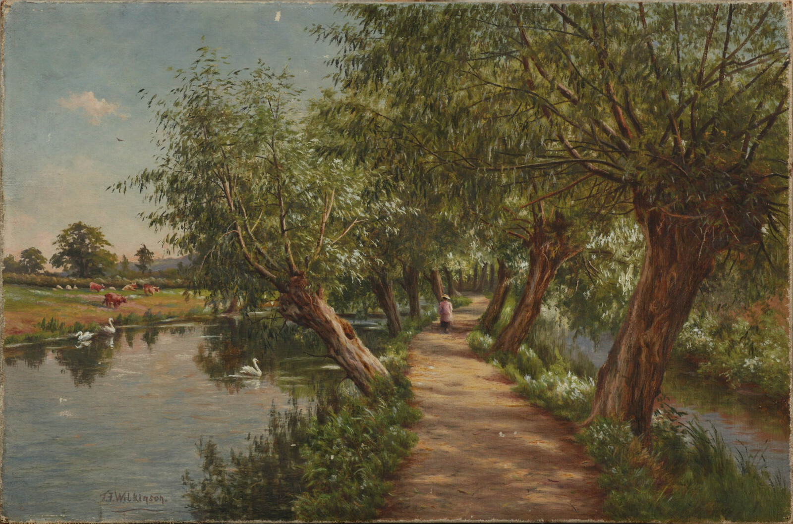 Oil on canvas by Thomas Harrison Wilkinson. Landscape of a river. | eBay UK