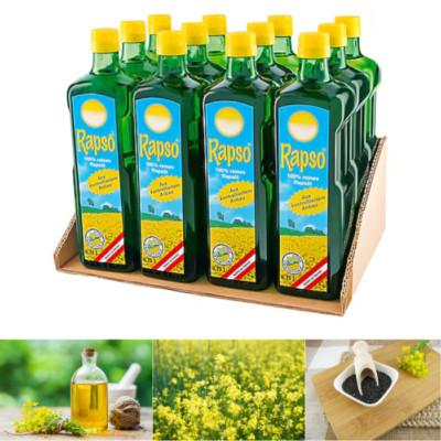 Rapso Rapsöl 750 ml – 12er Pack, 100% reines Rapsöl für natürlichen ...