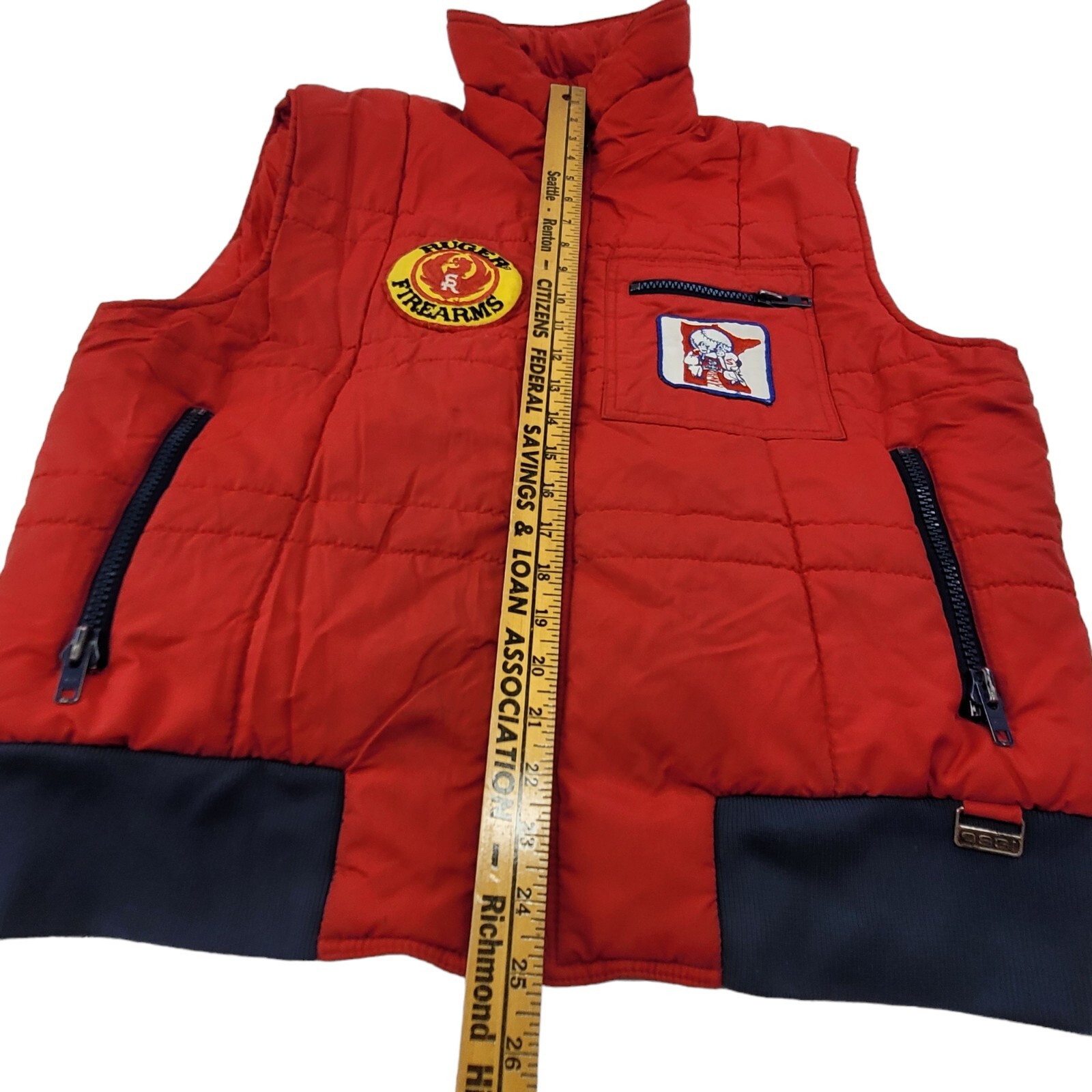 Vintage Ossi Ski Wear Red Puffer Style Vest Mens XL W… - Gem