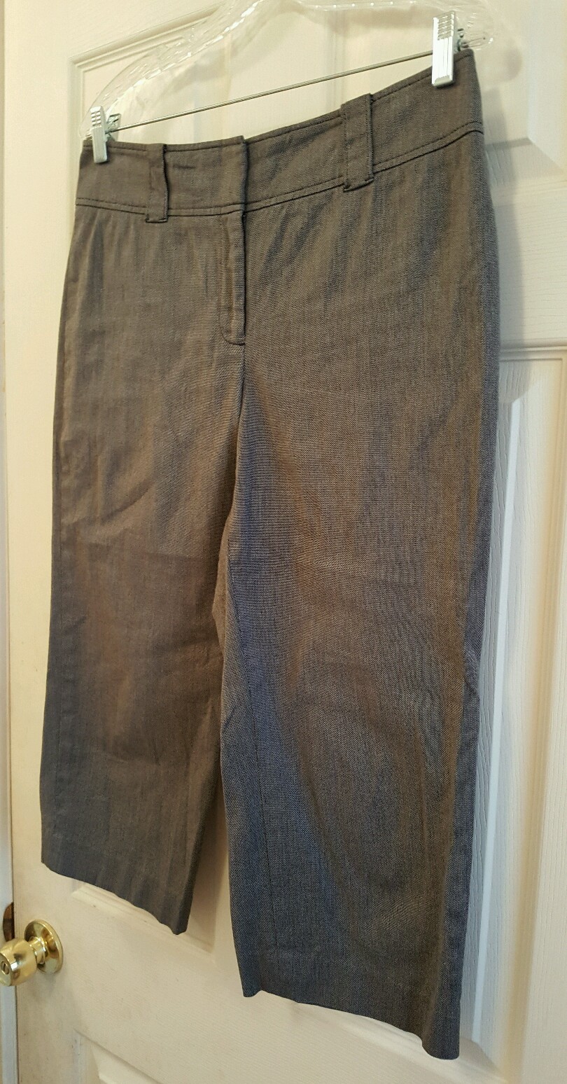 Ann Taylor 6 Capris Pants Stretch Career Slacks Gray Casual Zip Front ...