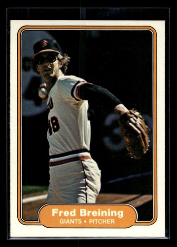 1982 Fleer Baseball #385 Fred Breining Rookie "Set Break" Mint Giants ...