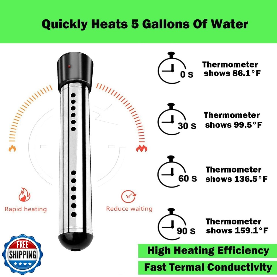 2000W Immersion Water Heater,Portable Hot Water Heater with Digital LCD ...