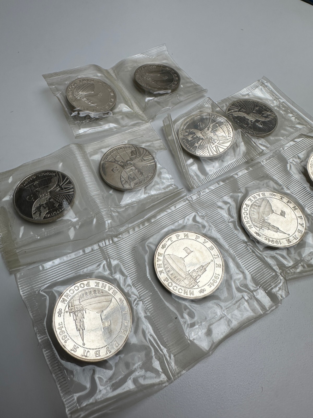 Lot of 10 Russian Ruble 1994 Coins WW2 2 Front War In Packaging PROOF ...