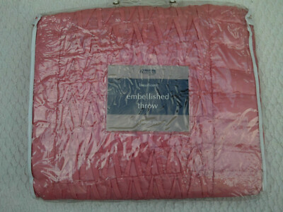 Dunelm quilted pink satin throw, 70 x 240 cm | eBay UK