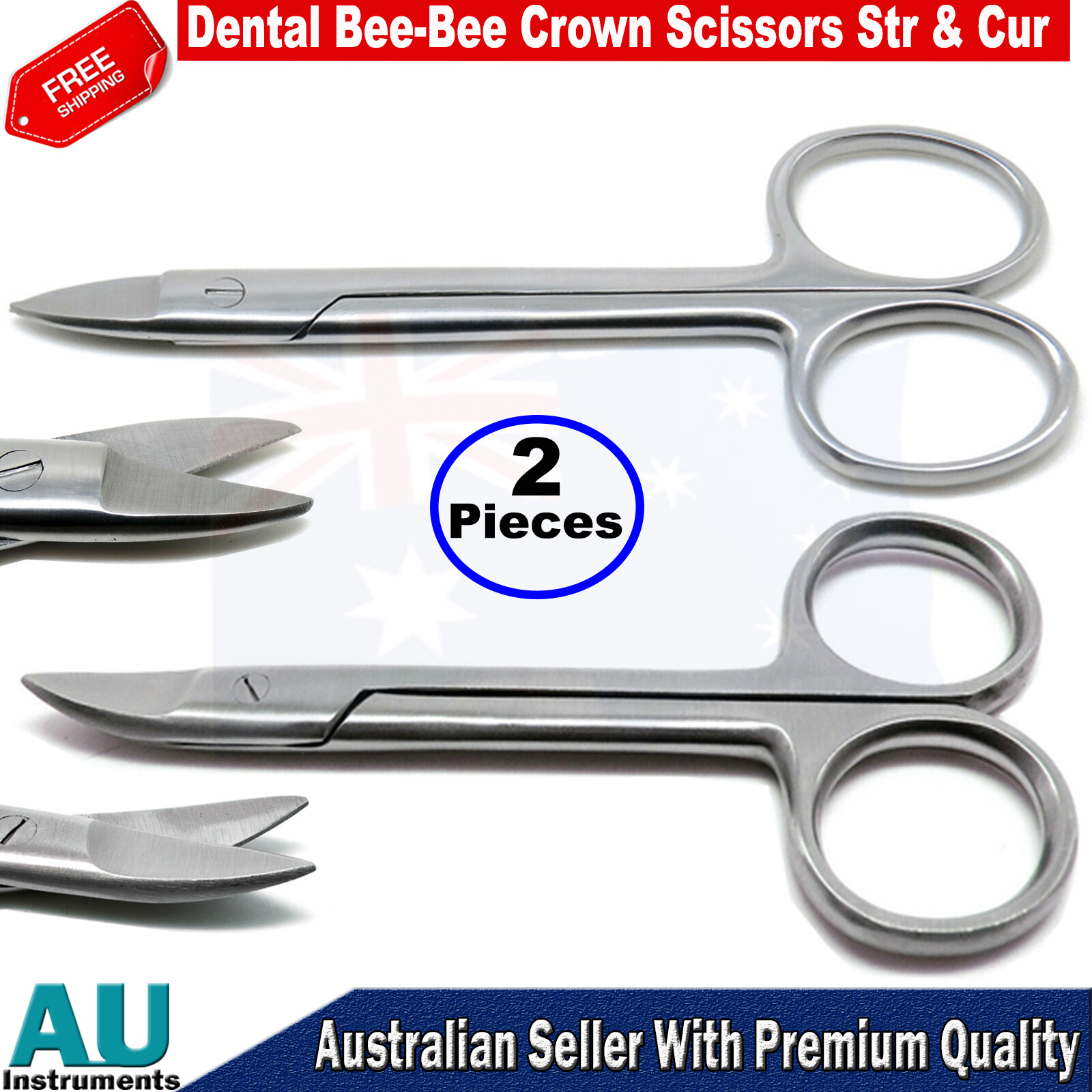 Dental Bee-Bee Crown Gum Scissors Set Of 2Pieces Straight & Curved ...