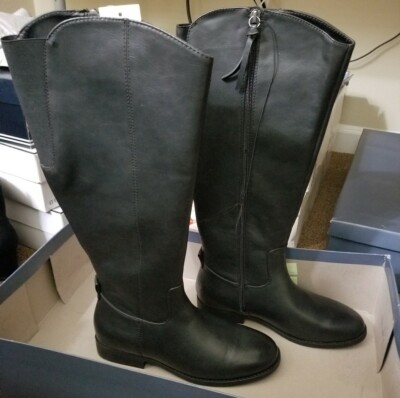 8 Brisa black tall riding boots Universal Thread block heel zipper zip ...