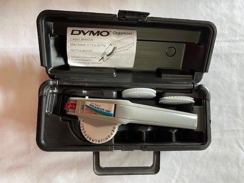 Dymo Organizer 1610 Label Maker & Case with 3 Letter Wheels Vintage A1 ...