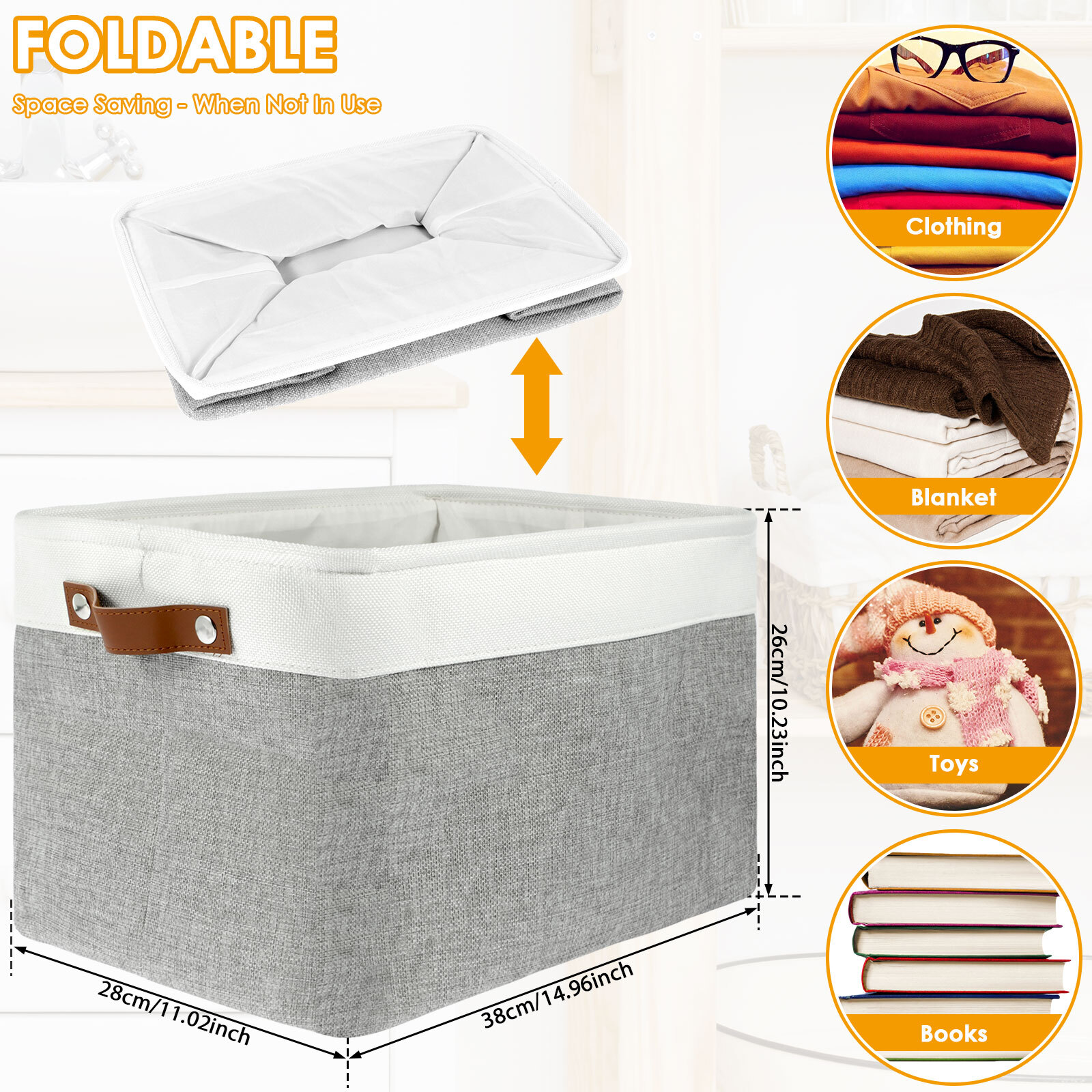 2Pcs Storage Bins Collapsible Storage Baskets Large Capacity Closet CA ...