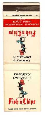 HUNGRY PENGUIN FISH 'N CHIPS matchbook matchcover - BIRMINGHAM ...