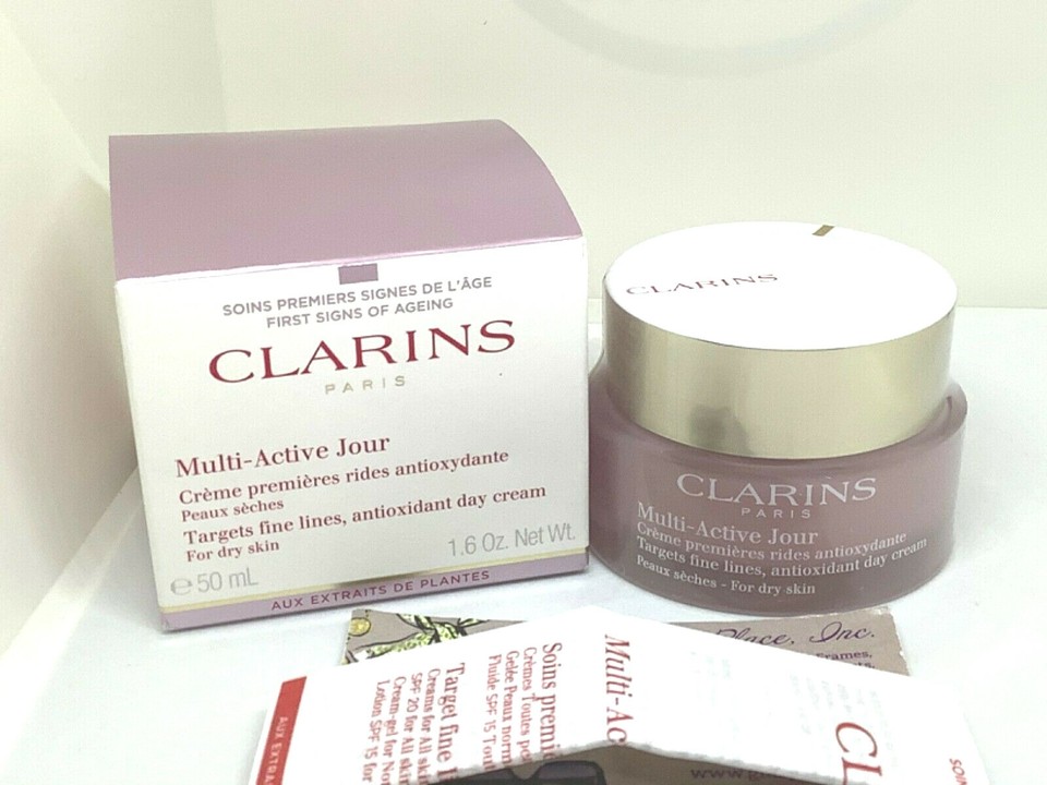 CLARINS DAY CREAM 1.6oz DRY SKIN TARGET FINE LINES, ANTIOXIDANT SEALD ...