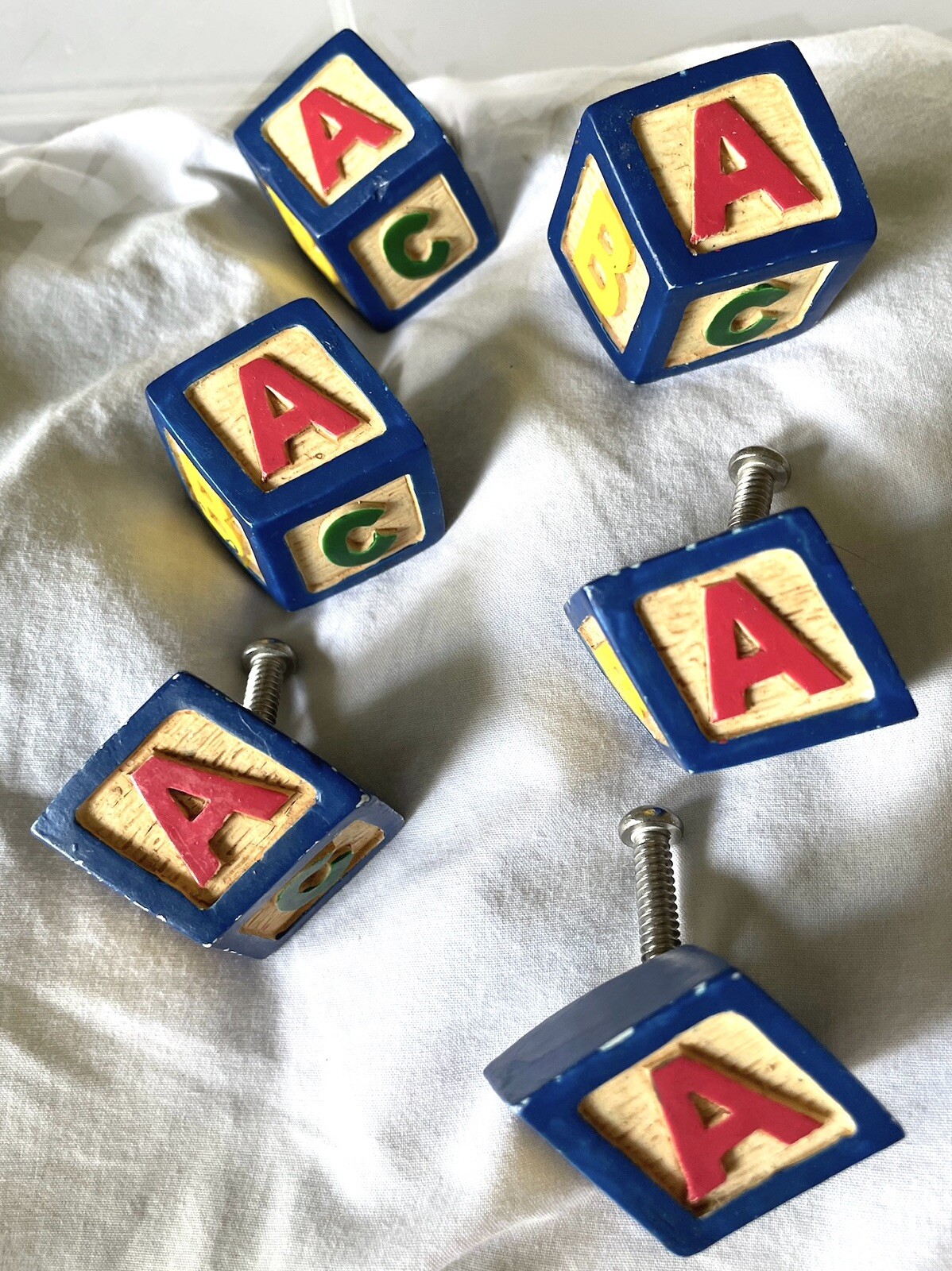 Set Of 6 Alphabet Colorful Wooden Cabinet Cupboard Dresser Drawer Pulls ...